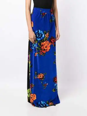 Vetements Floral-print Velvet Maxi Skirt