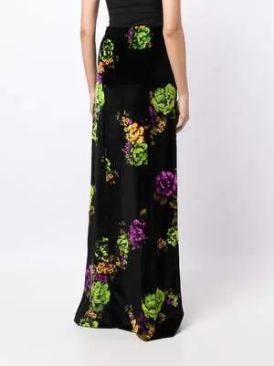 Vetements Floral-print Velvet Maxi Skirt