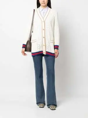 Gucci G-monogram Pointelle Cotton Cardigan