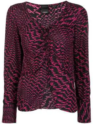 Pinko Logo-print Long-sleeve Blouse
