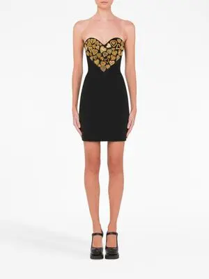 Moschino Sweetheart-neck Embroidered Minidress