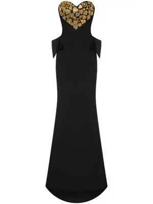 Moschino Sweetheart-neck Embroidered Maxi Dress