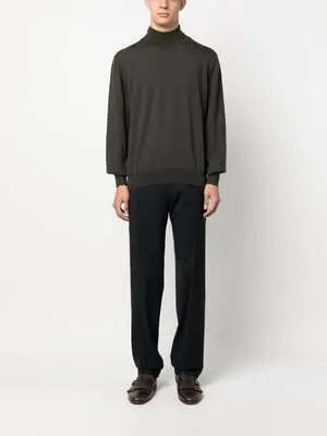 Canali Straight-leg Wool Trousers - Blue