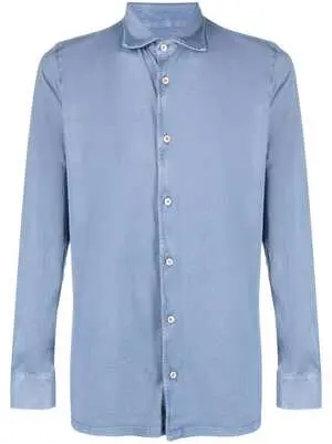 Fedeli Long-sleeve Cotton Shirt - Blue
