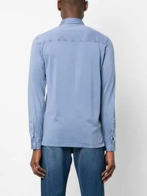 Fedeli Long-sleeve Cotton Shirt - Blue