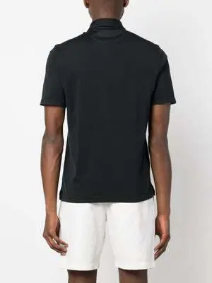 Fedeli Plain Cotton Polo Shirt - Black