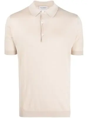 John Smedley Ribbed-knit Cotton Polo Shirt - Neutrals