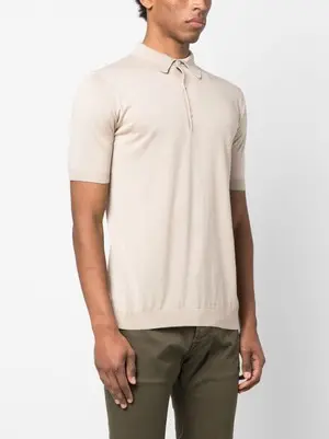 John Smedley Ribbed-knit Cotton Polo Shirt - Neutrals