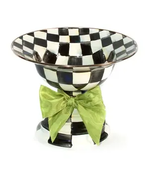 MACKENZIE-CHILDS Courtly Check Large Compote - Black