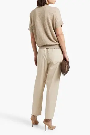 Brunello Cucinelli Bead-embellished Tapered Pants - Beige