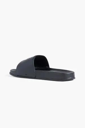 Roberto Cavalli Printed Embossed Rubber Slides - Black