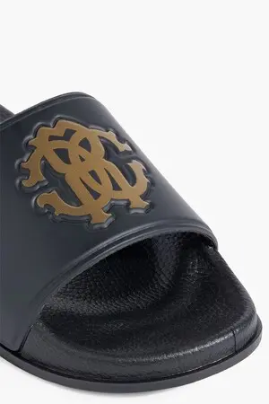 Roberto Cavalli Printed Embossed Rubber Slides - Black