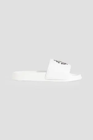 Roberto Cavalli Printed Embossed Rubber Slides - White