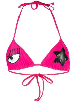 CHIARA FERRAGNI Graphic Print Halterneck Bikini Top - Pink