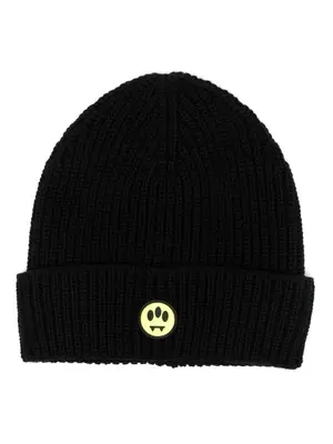 BARROW Logo-patch Ribbed-knit Beanie - Black