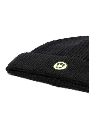 BARROW Logo-patch Ribbed-knit Beanie - Black