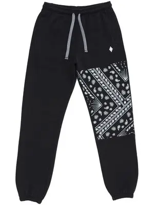 COUNTY OF MILAN Bandana-print Panelled Cotton Track Pants - Black