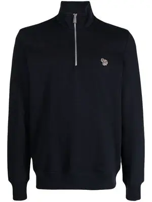 Paul Smith Logo-patch Funnel-neck Sweatshirt - Blue