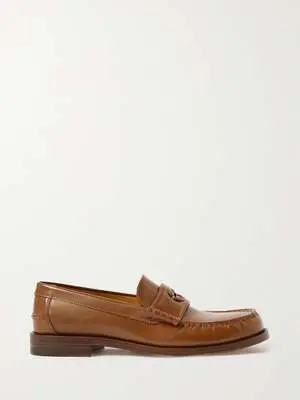 Gucci Cutout Glossed-leather Loafers