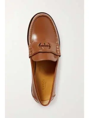 Gucci Cutout Glossed-leather Loafers