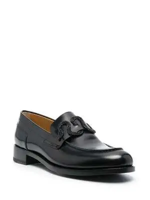 Rene Caovilla Crystal-embellished Leather Loafers - Black