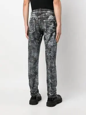 Philipp Plein Abstract-print Straight-leg Jeans - Black