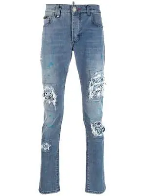 Philipp Plein Ripped Slim-cut Jeans