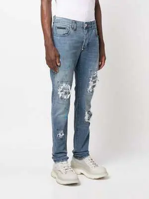 Philipp Plein Ripped Slim-cut Jeans