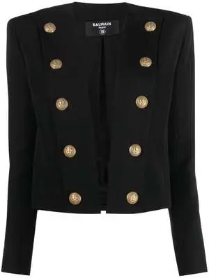 Balmain Fitted Wool Jacket - Black
