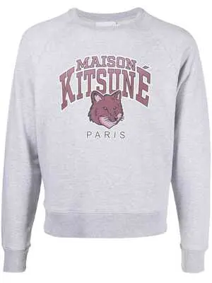 Maison Kitsuné Logo-print Cotton Sweatshirt - Grey