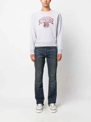 Maison Kitsuné Logo-print Cotton Sweatshirt - Grey