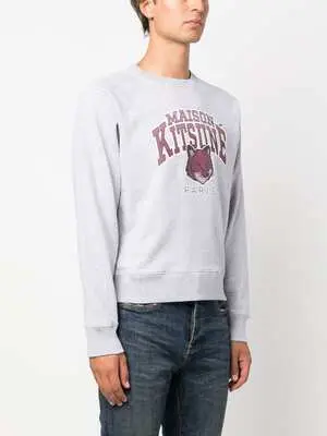 Maison Kitsuné Logo-print Cotton Sweatshirt - Grey