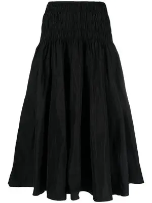 Maje Smocked-waist A-line Skirt - Black