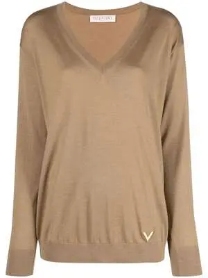 Valentino Garavani V-neck Fine-knit Jumper - Brown