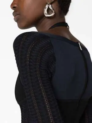 DION LEE Open-knit Corset Minidress - Black