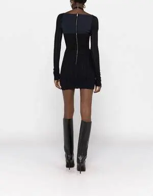 DION LEE Open-knit Corset Minidress - Black
