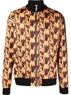 Roberto Cavalli Zip-through Graphic-print Sweatshirt - Red