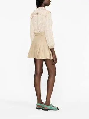 Maje High-rise Pleated Miniskirt With Belt