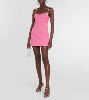 AREA Embellished Wool Minidress