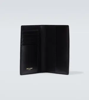 Saint Laurent Tiny Cassandre Leather Passport Holder - Black