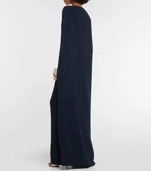Jenny Packham Embellished Cape Crêpe Gown