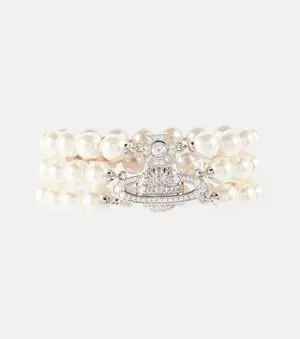 VIVIENNE WESTWOOD Graziella Embellished Faux Pearl Bracelet - Silver