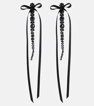 Simone Rocha Bow-embellished Crystal Drop Earrings - Black