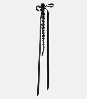 Simone Rocha Bow-embellished Crystal Drop Earrings - Black