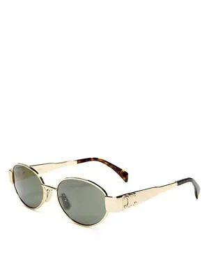 Celine Triomphe Metal Round Sunglasses Gold/green Solid