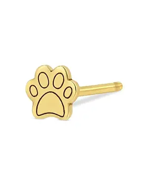 Zoe Chicco 14k Itty Bitty Paw Single Stud Earring - Yellow Gold