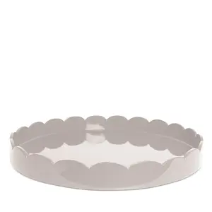 ADDISON ROSS Large Lacquer Scalloped Tray, 20 Round - Cappuccino