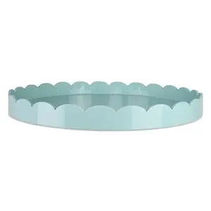 ADDISON ROSS Large Lacquer Scalloped Tray, 20 Round - Eau De Nil