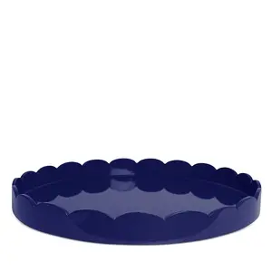 ADDISON ROSS Large Lacquer Scalloped Tray, 20 Round - Navy