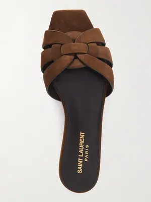 Saint Laurent Tribute Woven Suede Slides